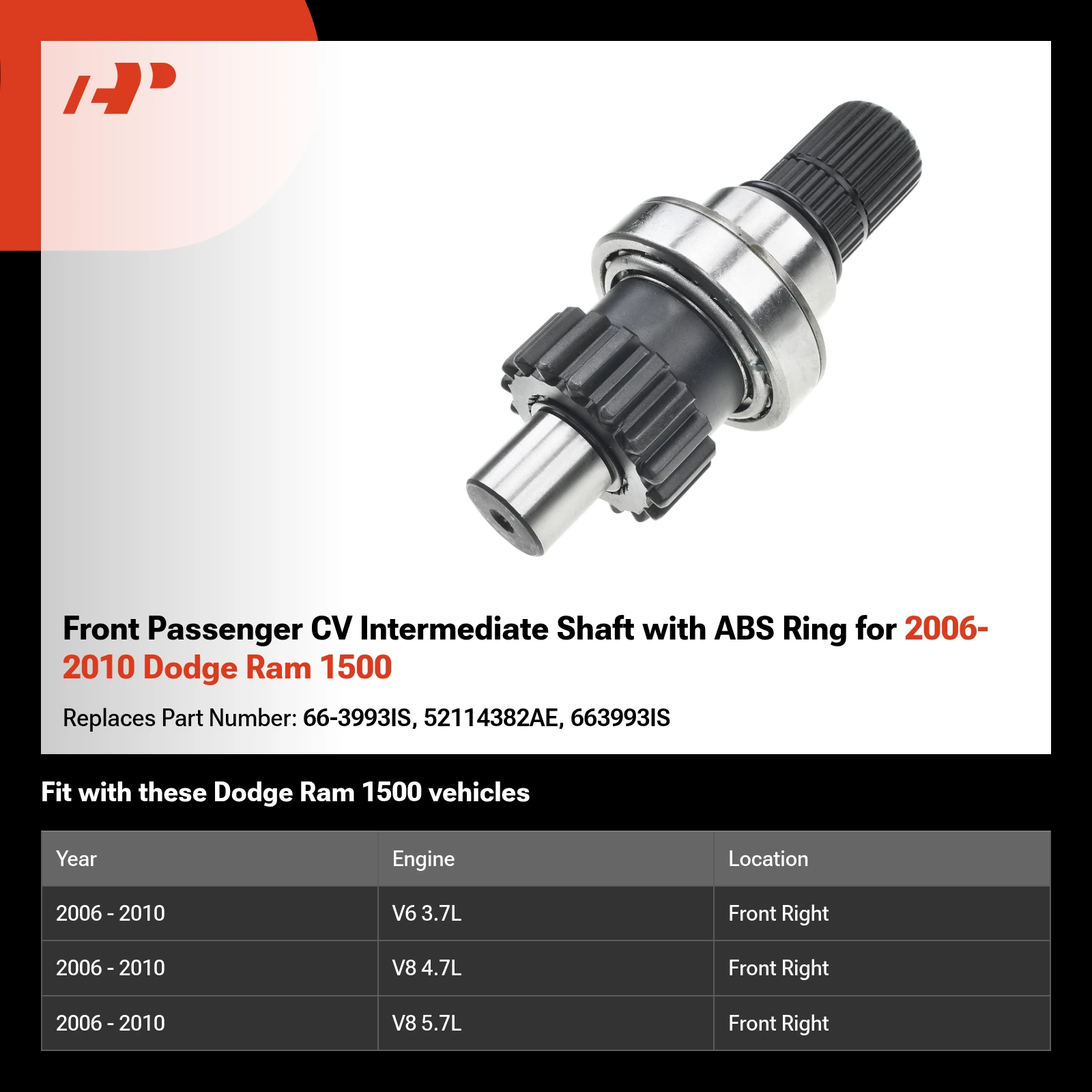 Dodge Ram CV Axle A-Premium CV Intermediate Shaft For Dodge Ram 1500 ...