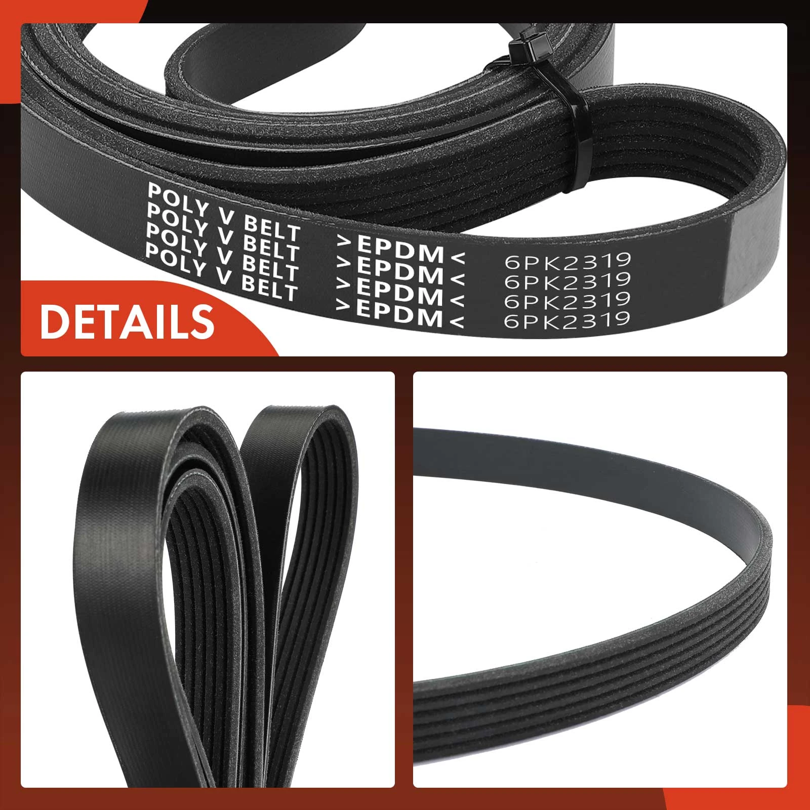 Belt For Cadillac Dodge Ford Mazda 6PK2095 Serpentine Drive Belt - Fits ...